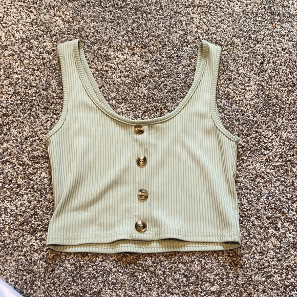 Tops | Sage Green Tank Top With Buttons Down The Middle | Poshmark